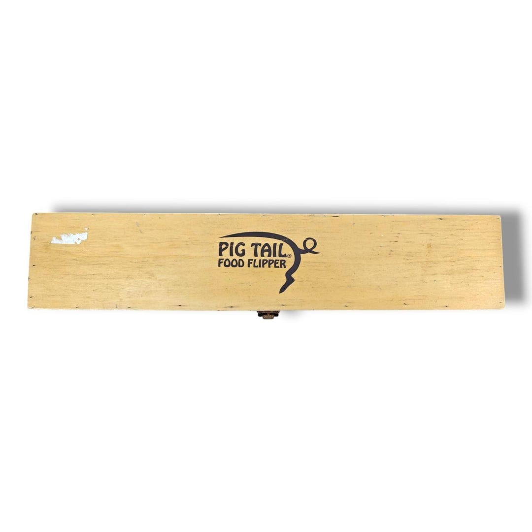 Pig Tail Food Flipper Set With Wooden Storage Box for BBQ & Griddle ...