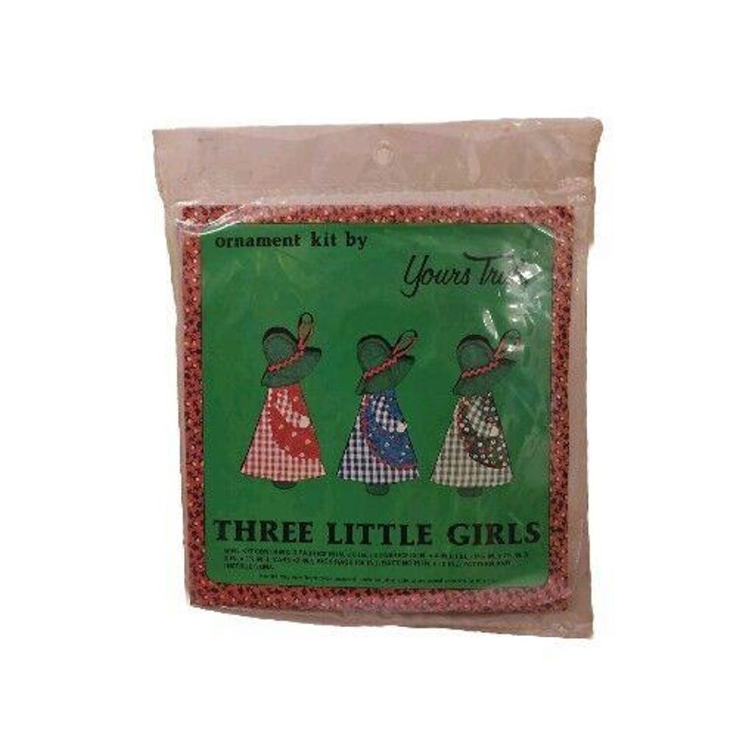 Yours Truly Vintage Christmas Ornament Kit Quilted Fabric 3 Girls 1976 ...