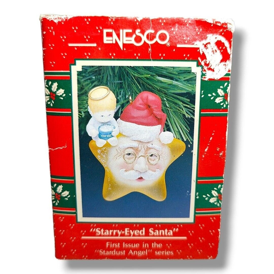 Vintage Enesco Christmas Ornament Starry Eyed Santa Stardust Angel New ...