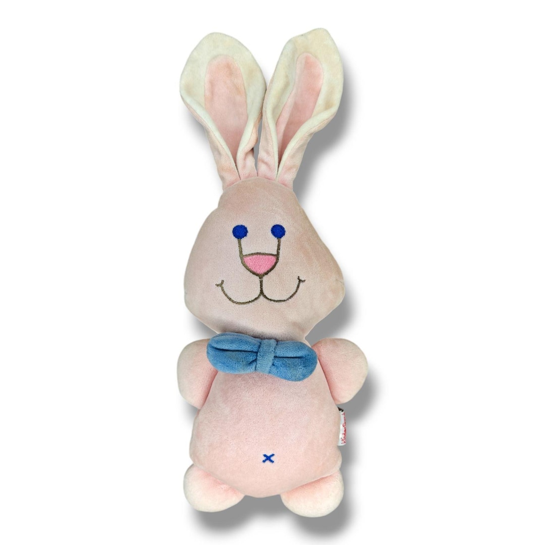 Vintage 1988 Kindergund Plush Bunny Rattle Pink Blue Bow Baby Gund ...