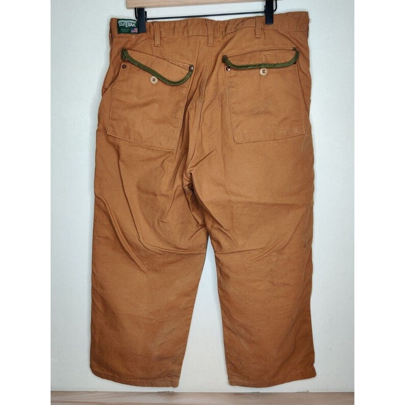 Vintage Saftbak Canvas Upland Hunting Pants Mens 36x25 Brush Guard Made ...