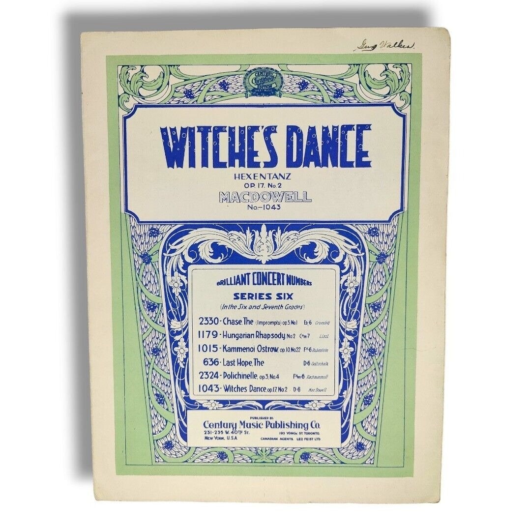 Vintage Sheet Music Witches Dance Hexentanz Macdowell - Etsy