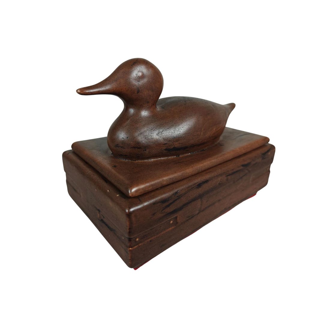 Vintage Handcrafted Ceramic Duck Figurine Trinket Box With Removable ...