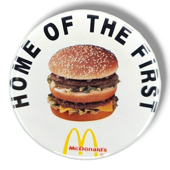 Vintage McDonald's Big Mac Button Pin Large 3" Home O… - Gem