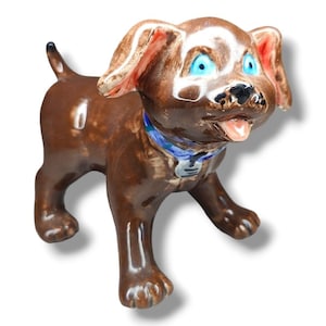 Vintage Ceramic Dog Puppy Figurine Hand Painted Glazed Kitsch Floppy ...
