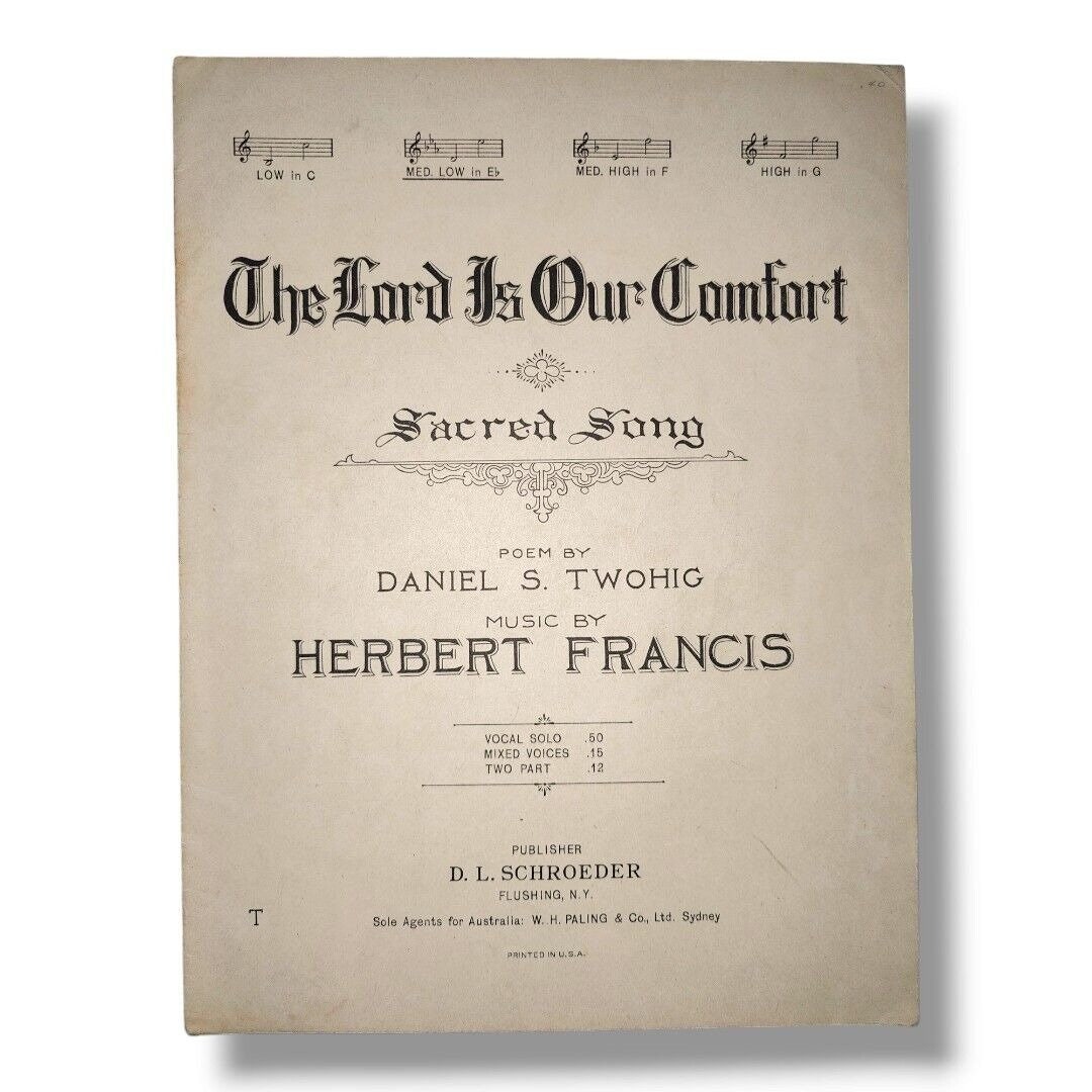 The Lord is Our Comfort Vintage Sheet Music Herbert Francis Daniel ...