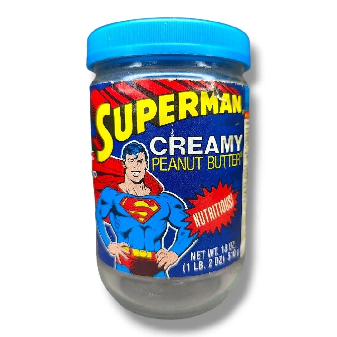 Vintage 1985 SUPERMAN Creamy Peanut Butter Jar 18 Oz Blue DC - Etsy