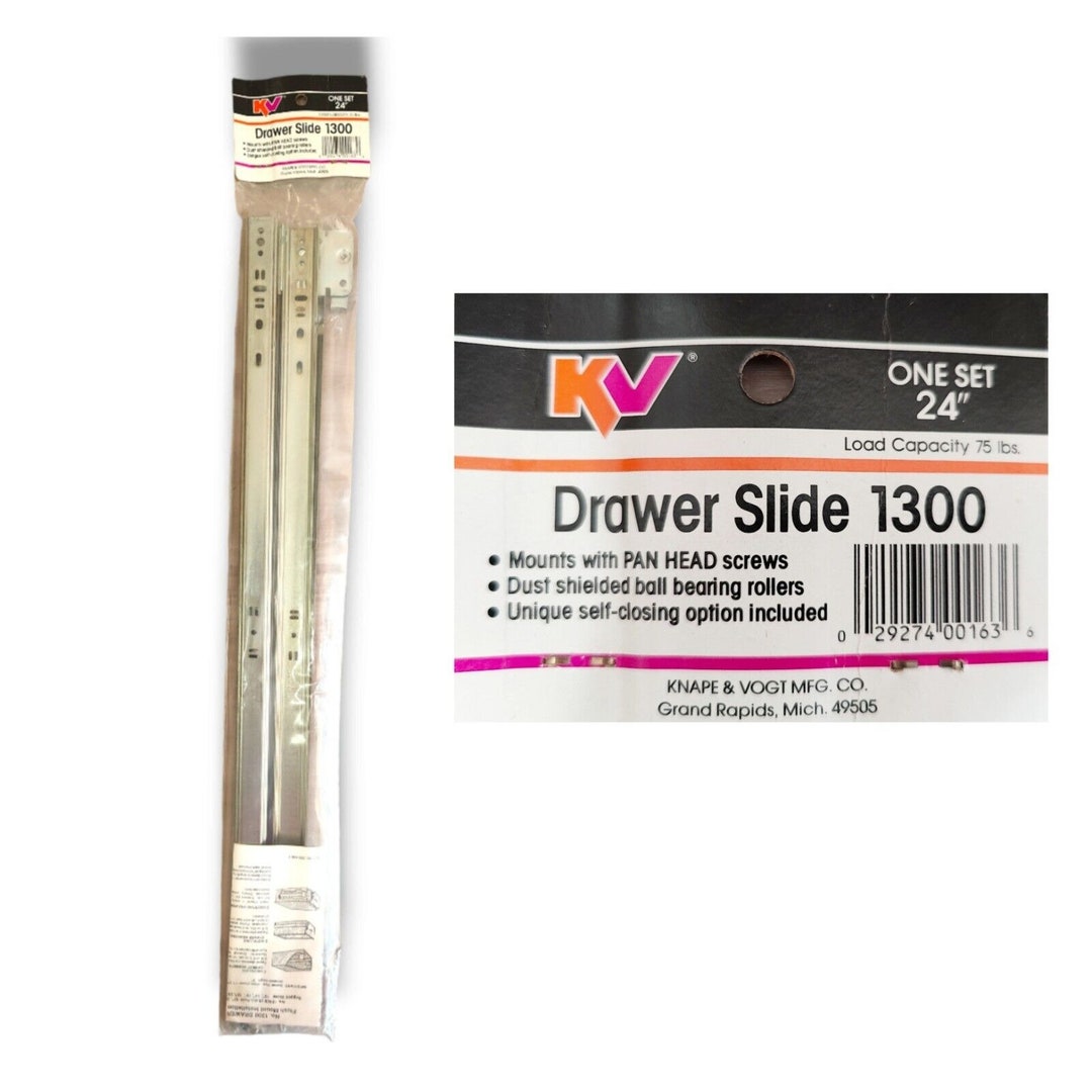 Knape & Vogt KV 1300 Drawer Slide 24 Inch Side Mount 75 Lbs NEW SEALED ...