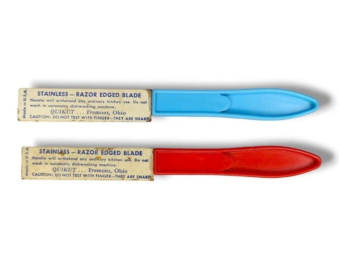 Quikut Knives Razor Edge Blade Stainless Steel Paring MCM Red Blue ...