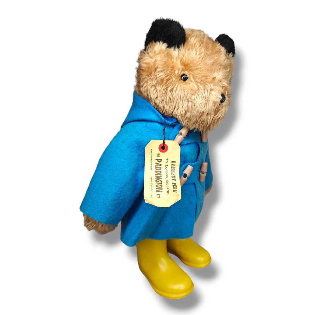 Vintage 1975 Paddington Bear Eden Toys 18" Plush Blue coat & yellow ...