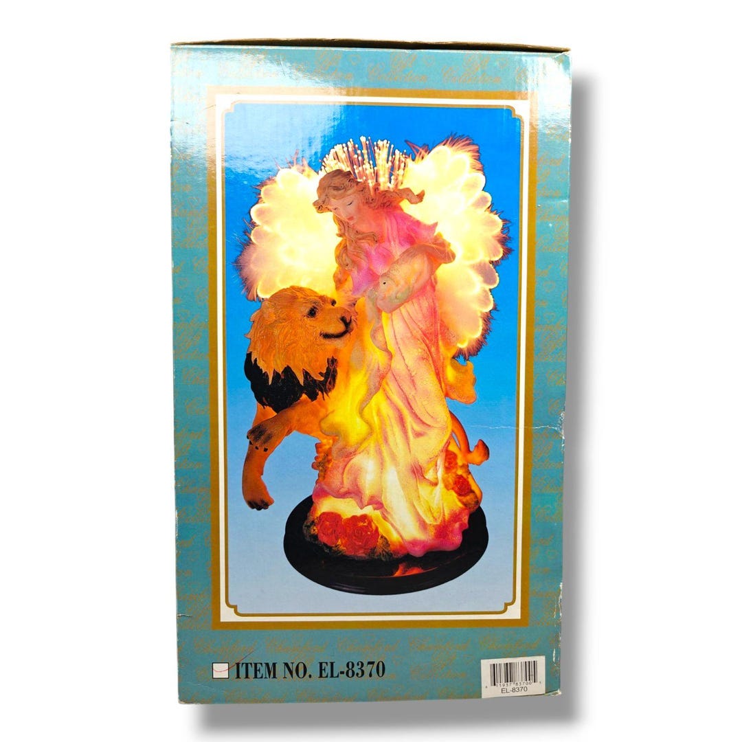 Vintage Fiber Optic Lighted Statue Angel Figurine Lion Lamb Chambord ...