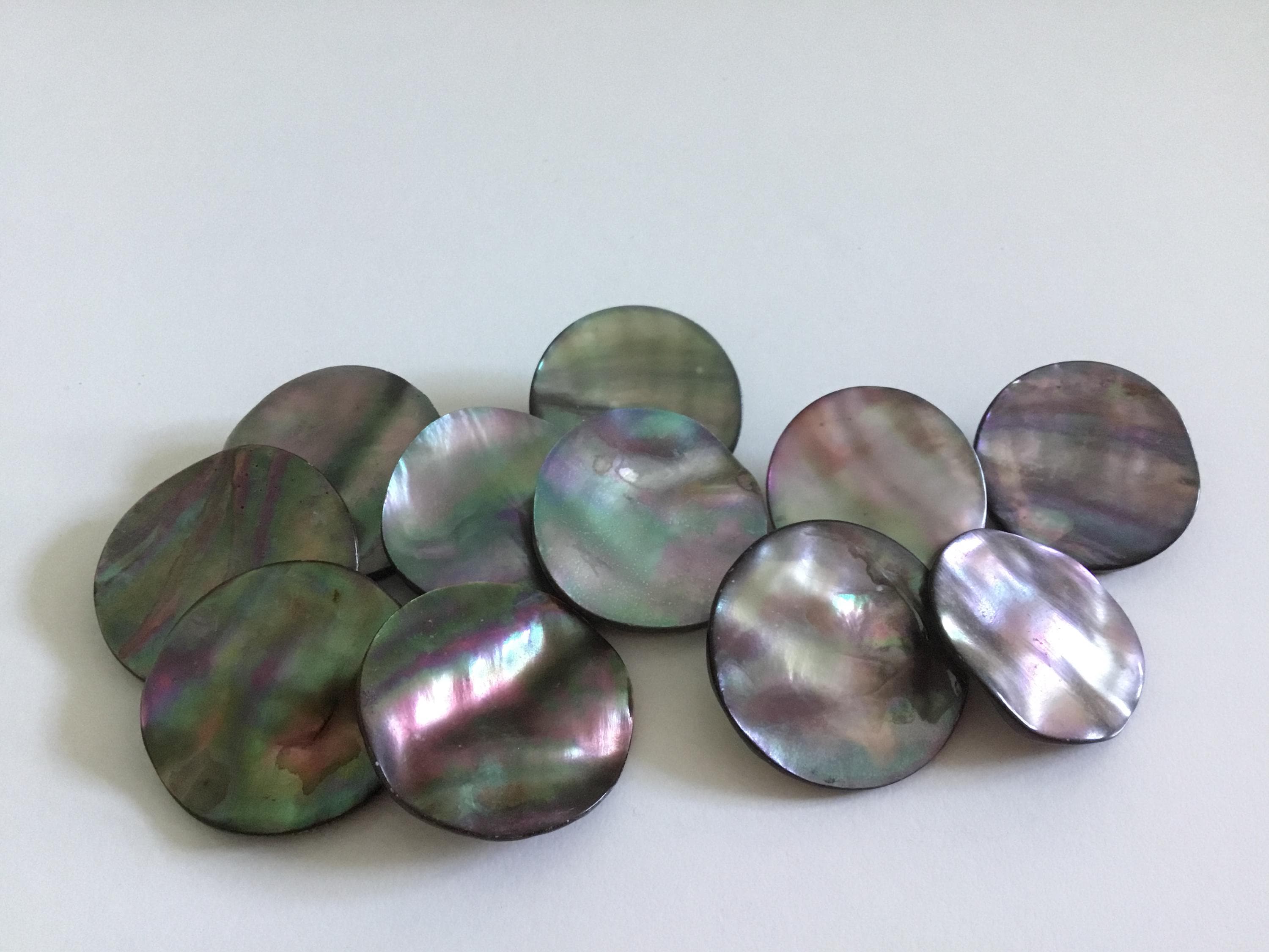 Vintage Dark MOP Round Buttons, Purple Pink Iridescent Genuine Mother ...