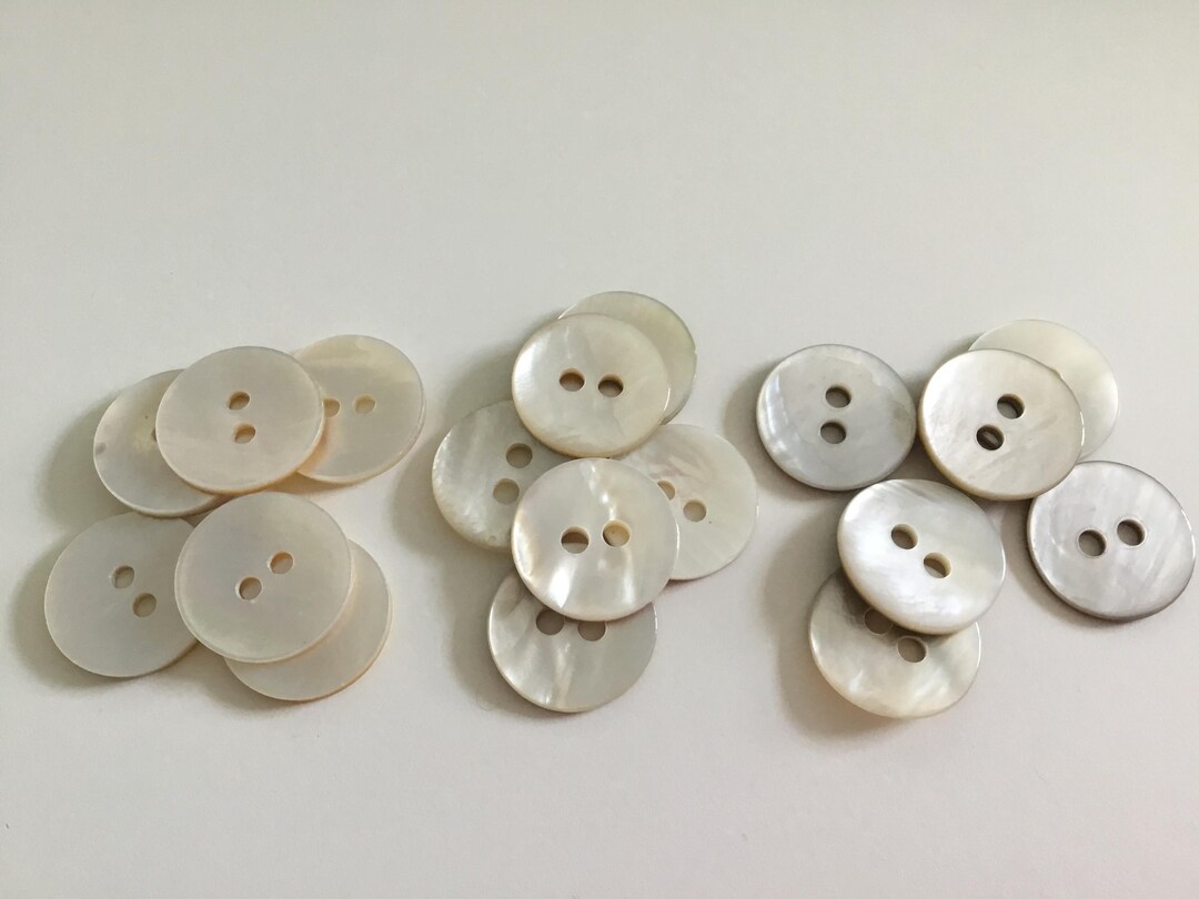 3cm Vintage MOP Thick Round Buttons, Genuine Mother of Pearl Shell, 2 ...