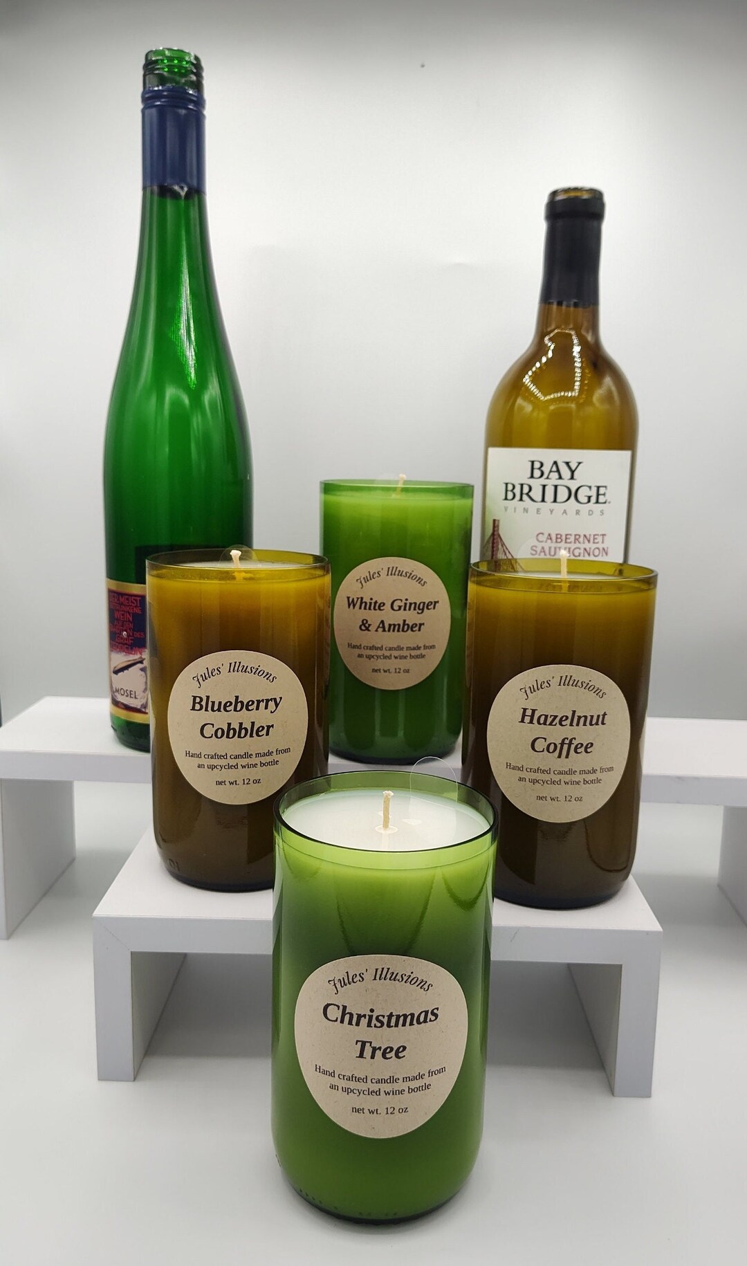 Scented Wine Bottle Container Candle in Upcycled Wine Bottles, a ...