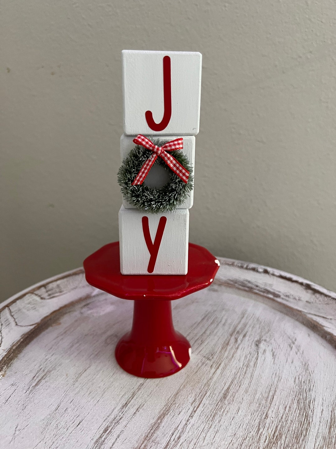 Christmas Tiered Tray Decor JOY Blocks Mini Block Farmhouse Tiered Tray ...