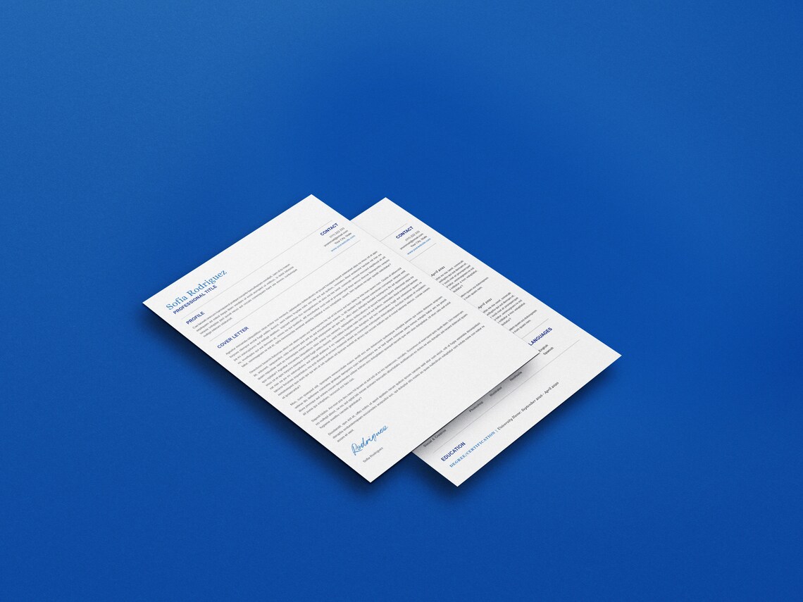 Sofia Resume Cover Letter Template / Modern / Custom / Indesign CV - Etsy