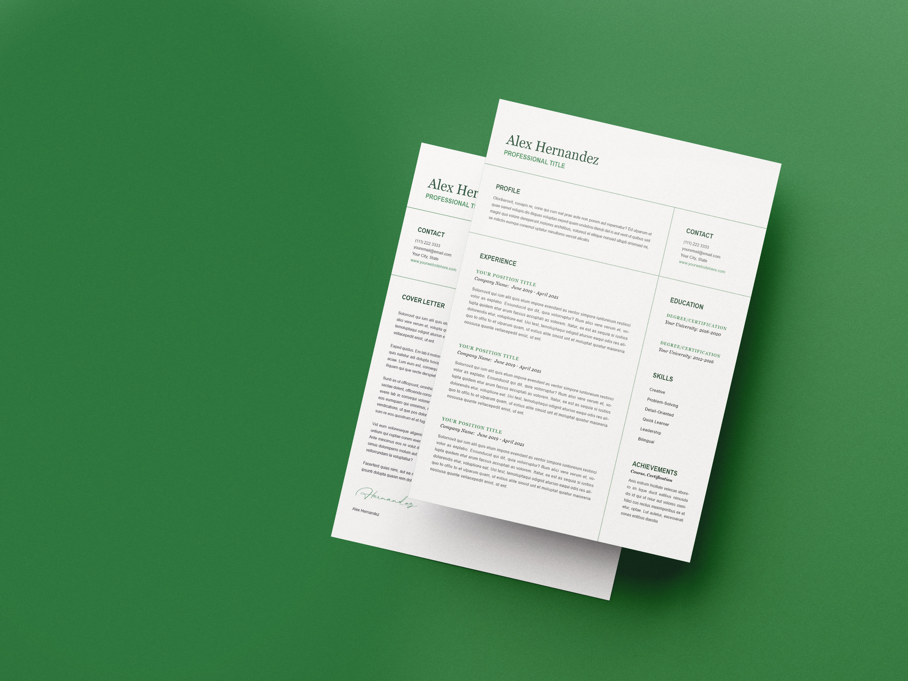 Alex CV + Modèle de lettre de motivation / Moderne / Minimal / InDesign ...