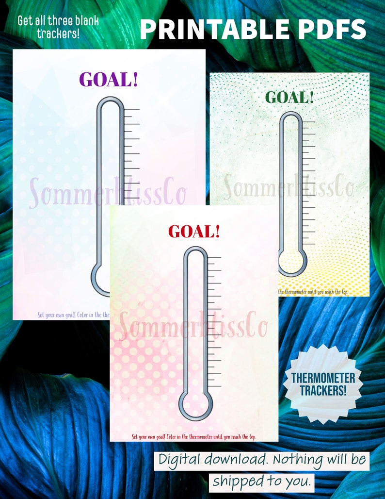 Thermometer Savings Tracker Blank Colors Get All 3! PDF Digital ...