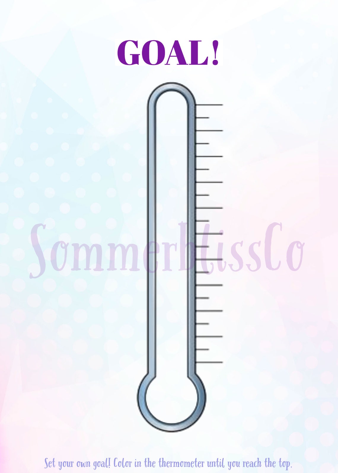 Thermometer Savings Tracker Fill in PDF Digital Download Money ...
