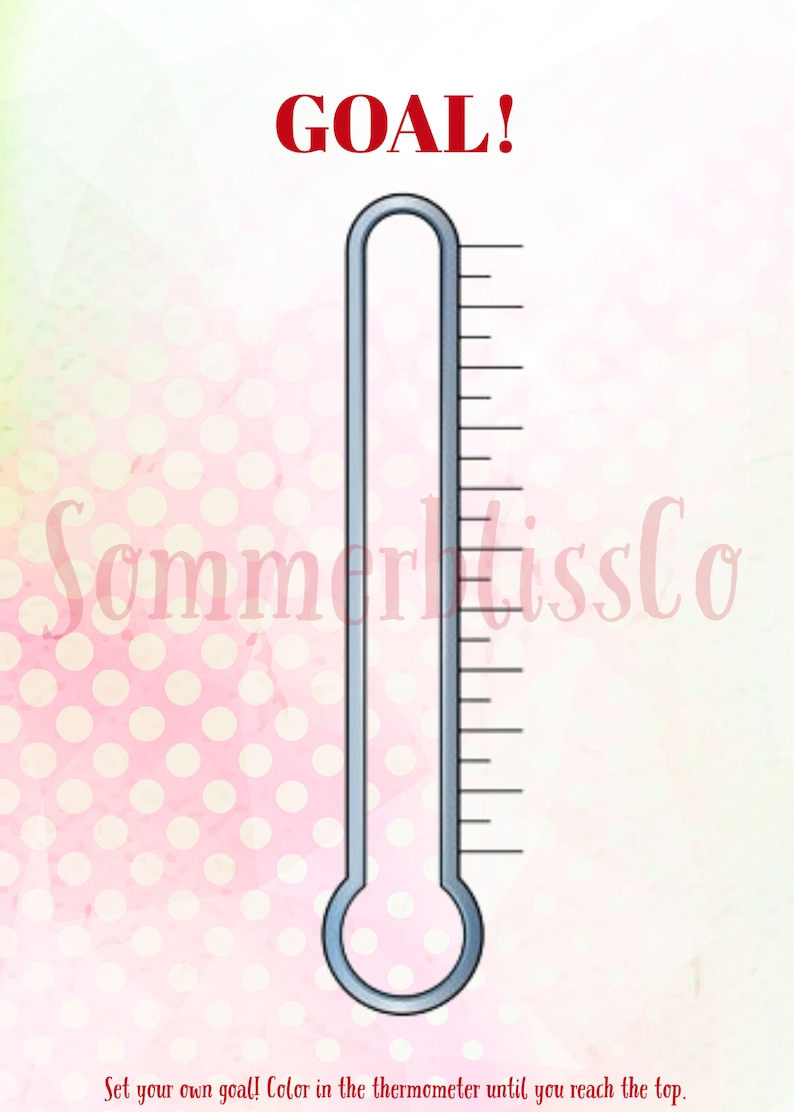 Thermometer Savings Tracker Blank Colors Get All 3! PDF Digital ...