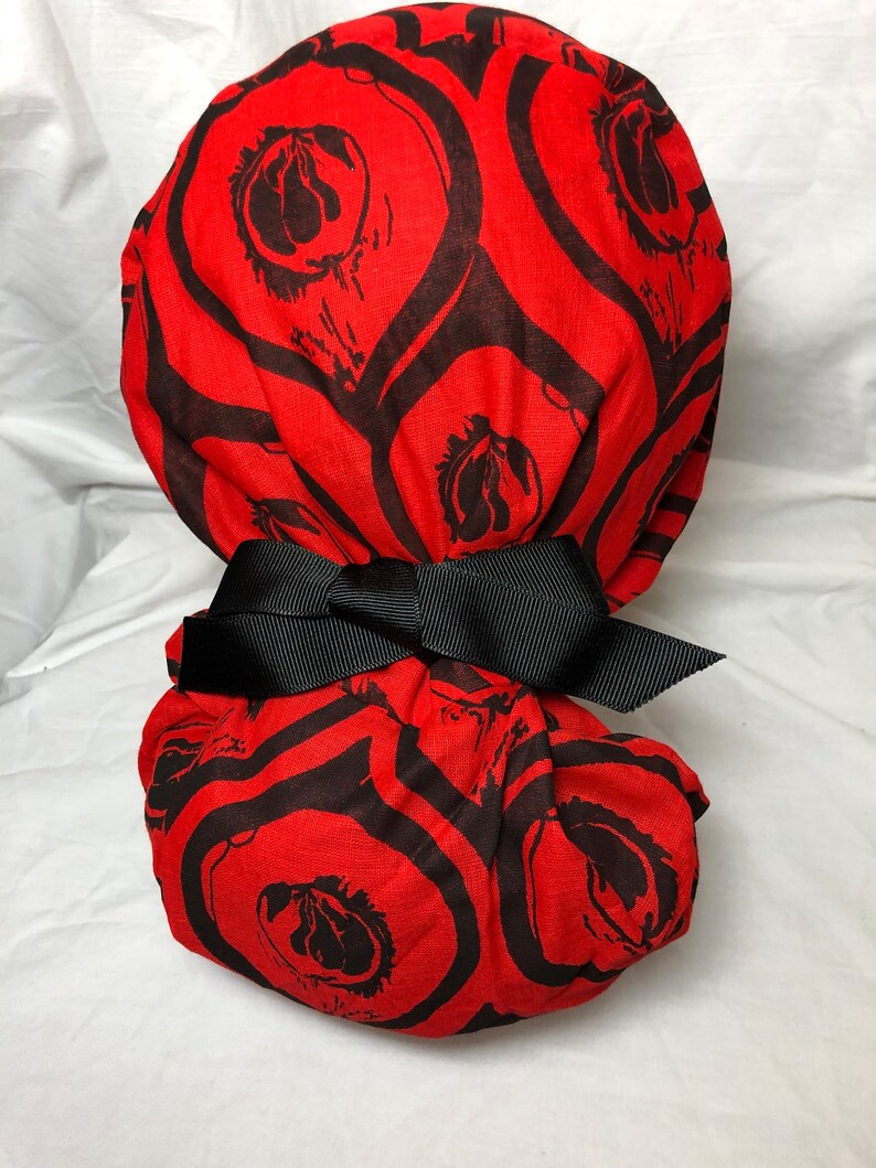 Black and Red Nutmeg Design Doctor Nurse Pixie Ponytail Style Scrub Hat Scrub Cap With Ribbon - Etsy