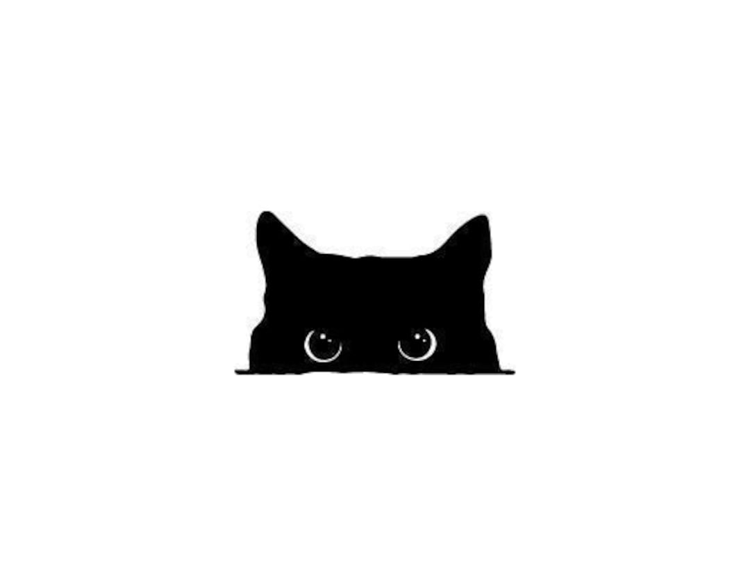 Decal-peeking Cat Decal of a Black Cat, for Lap Top, Water Bottle Etc ...