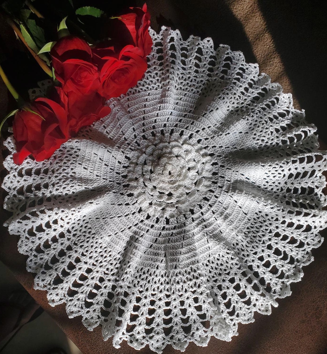 Rose Center Doily Crochet Pattern - Etsy