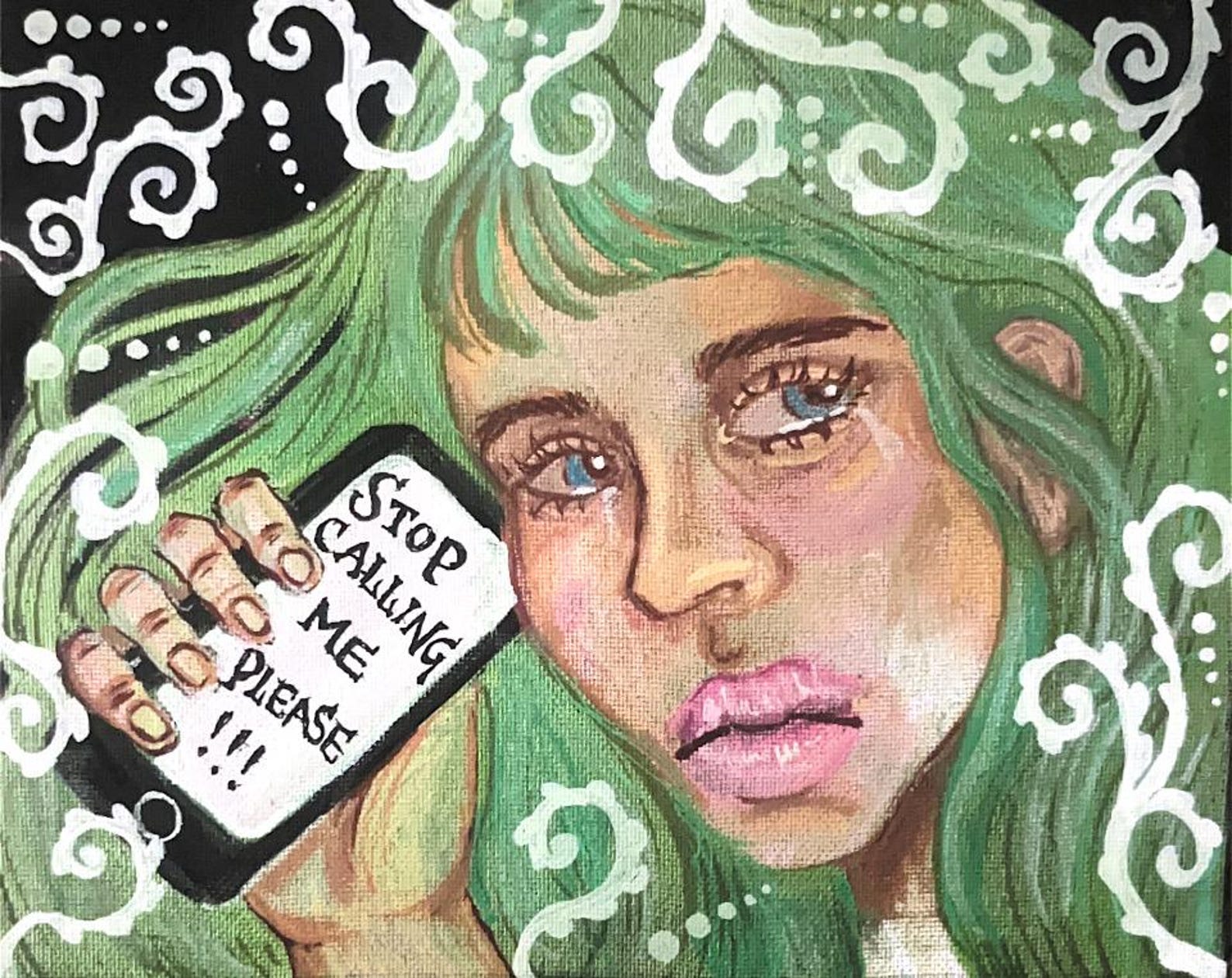Stop Calling Me Please Original Canvas - Etsy
