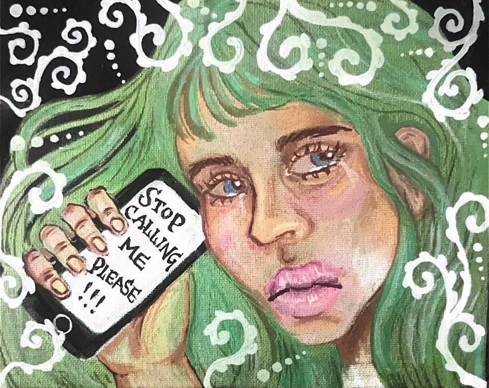 Stop Calling Me Please Original Canvas - Etsy