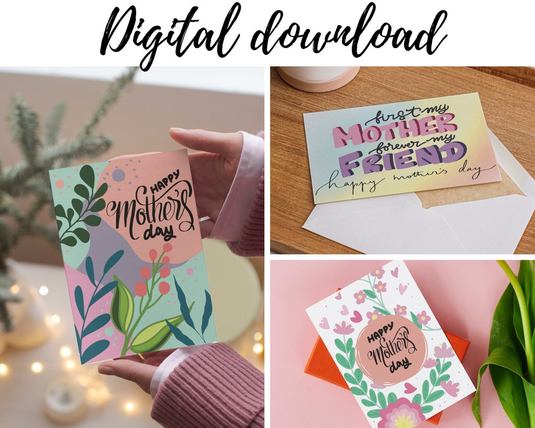 Mother’s Day Printable Greeting Cards - Set of 3 + Free Gift Tag | Boho ...