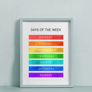 Days of the Week Printable Poster, Homeschool Resource, Montessori ...