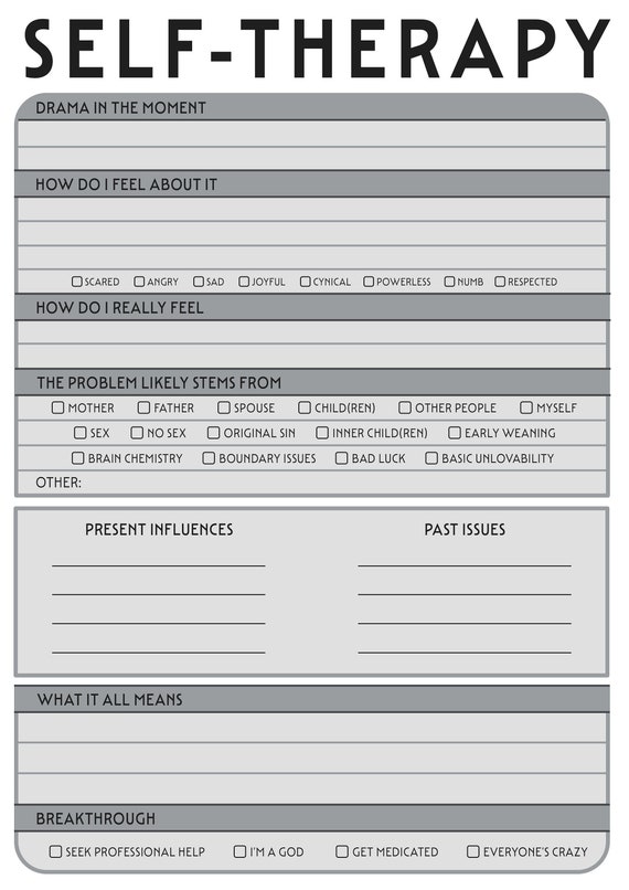 Self Therapy Printable Worksheet Digital Download Self Help - Etsy
