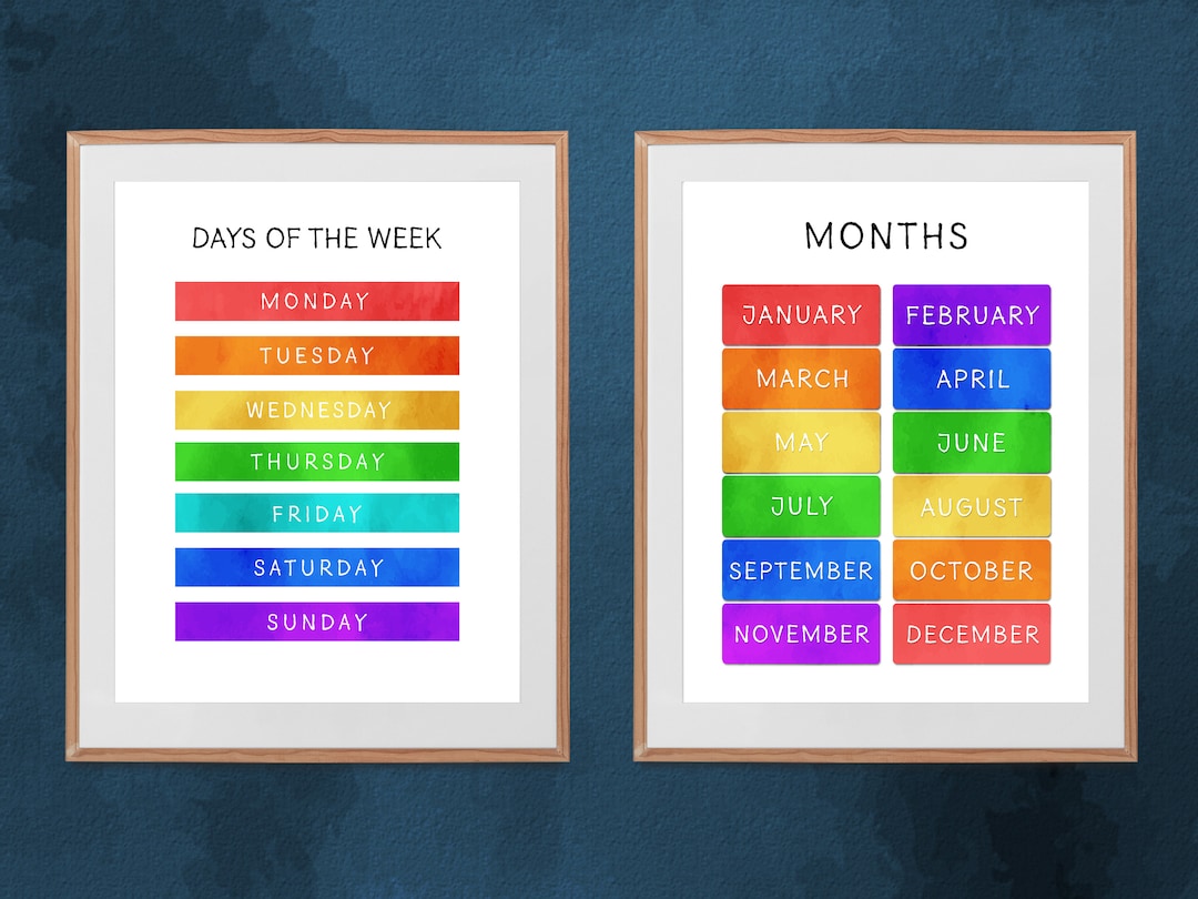 Days and Months Printable Poster Bundle, Homeschool Resource ...