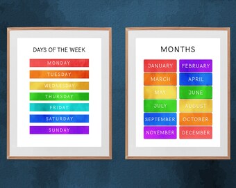 Months of the Year Printable Poster, Homeschool Resource, Montessori ...