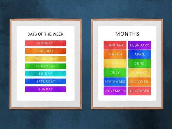 Days and Months Printable Poster Bundle Homeschool Resource - Etsy