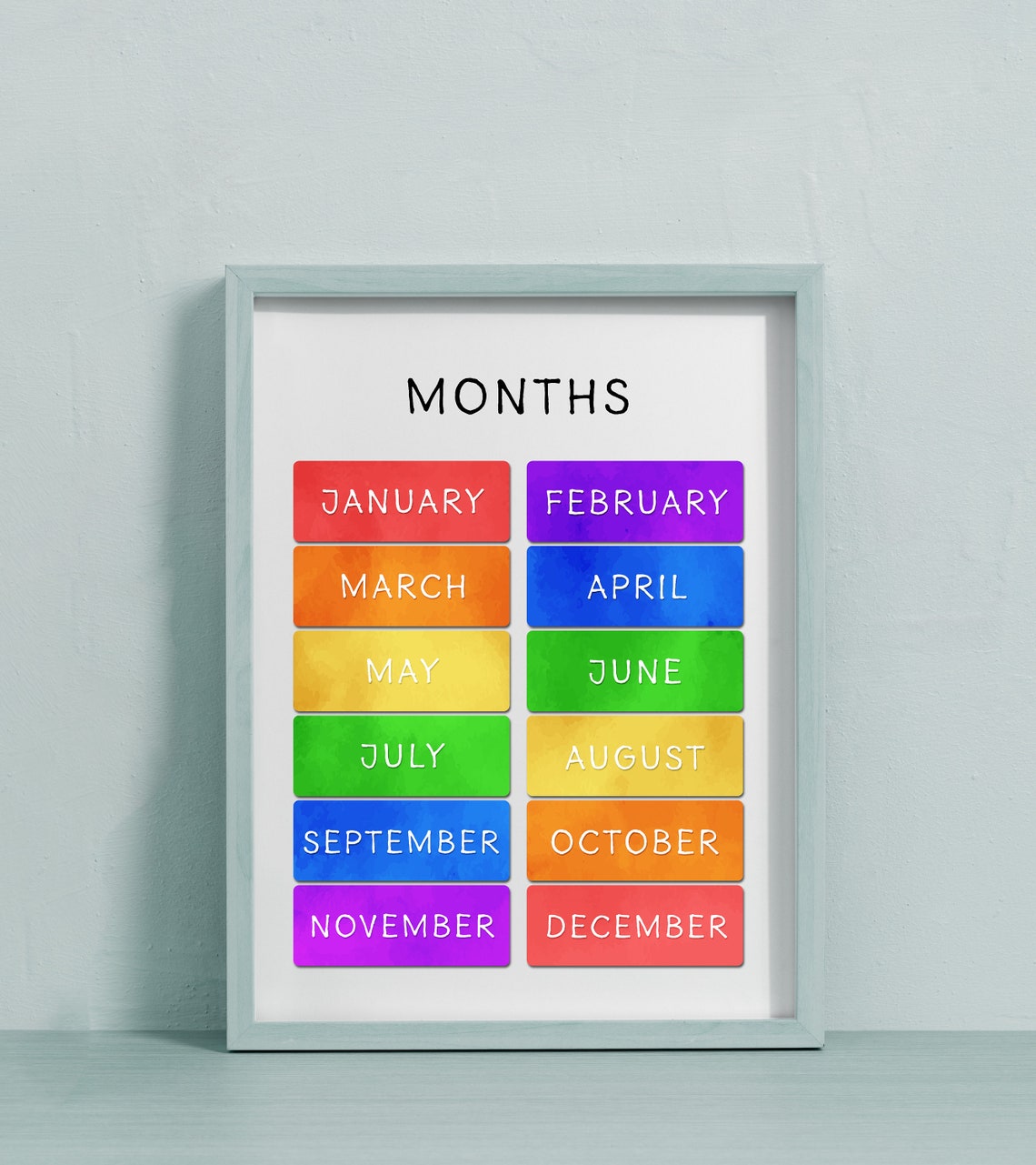 Months of the Year Printable Poster, Homeschool Resource, Montessori ...