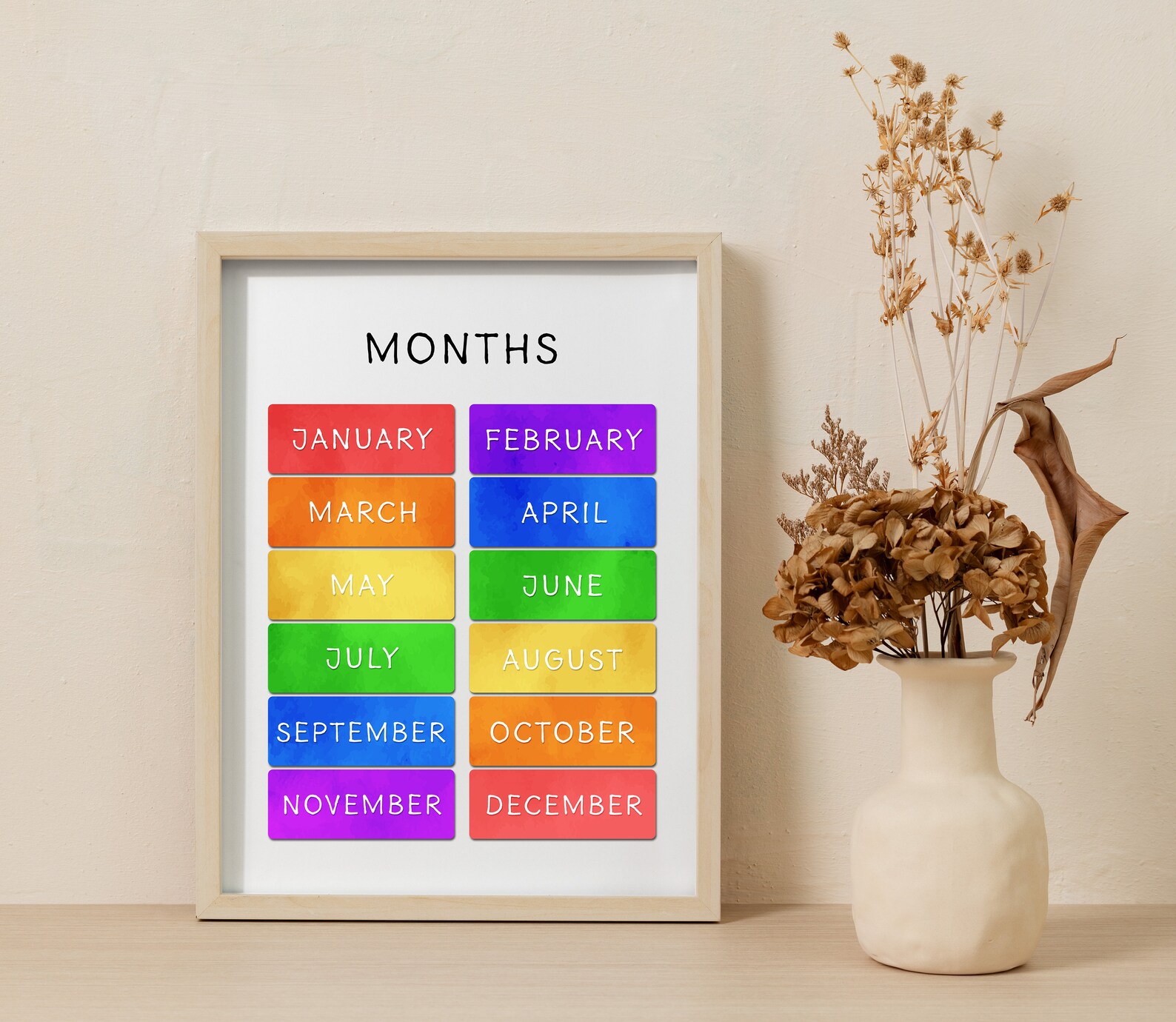Months of the Year Printable Poster, Homeschool Resource, Montessori ...