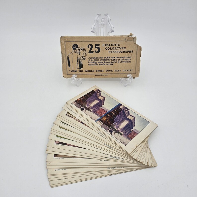 Set of 25 3 Vintage Realistic Colortype Stereographs 1925c - Etsy
