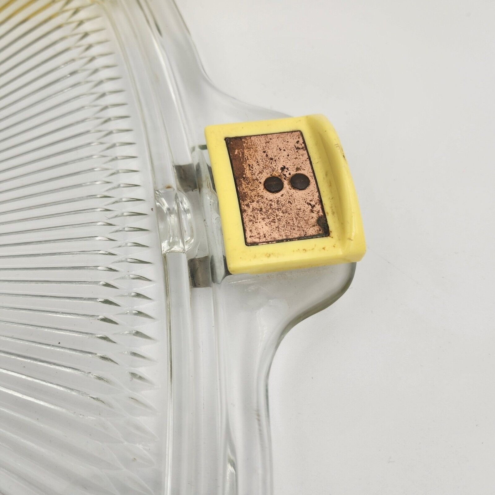 MCM Yellow Metal Enamelware Cake Cover W/ Copper Handle, Locking Glass ...