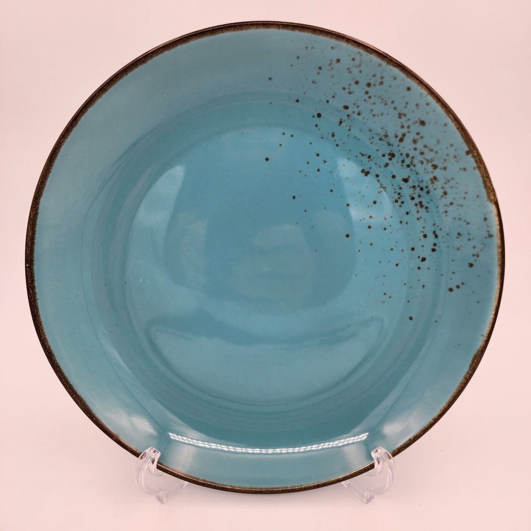 222 Fifth Reactive Glaze Aqua Dinner Plate 10.5" - Etsy