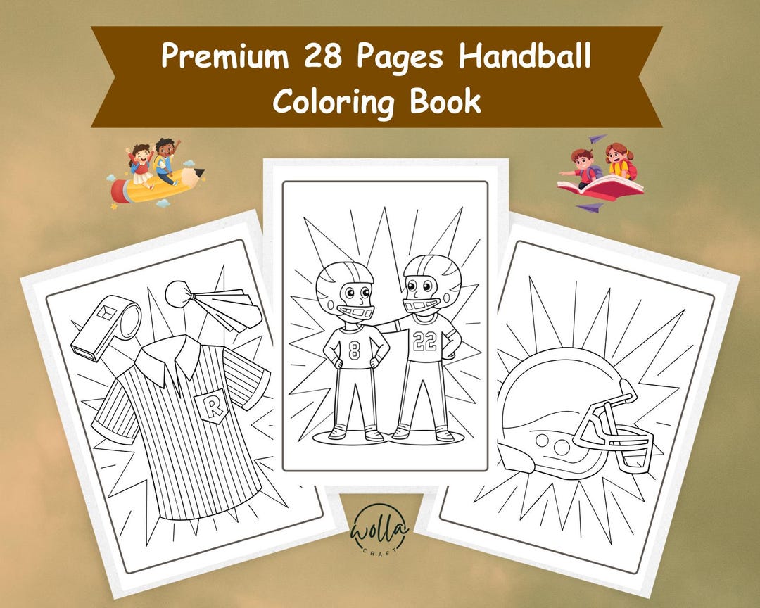 28 Pages Handball Coloring Book for Kids – Printable Sports Activity ...