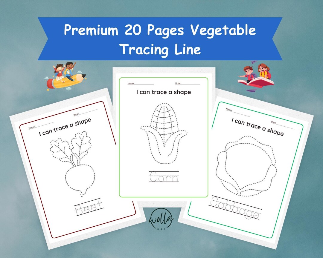 20 Pages Vegetable Tracing Worksheets for Kids | Printable Fine Motor ...