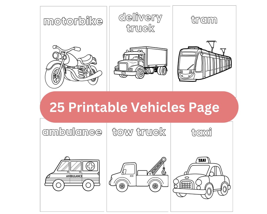 25 Cute Printable Vehicles Coloring Pages for Kids | Transportation ...