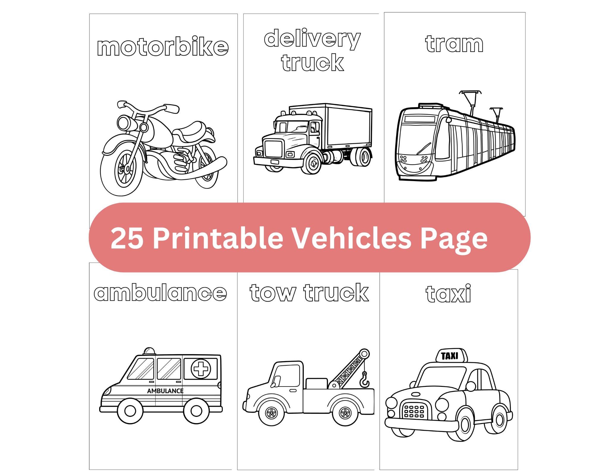 25 Cute Printable Vehicles Coloring Pages for Kids Transportation ...