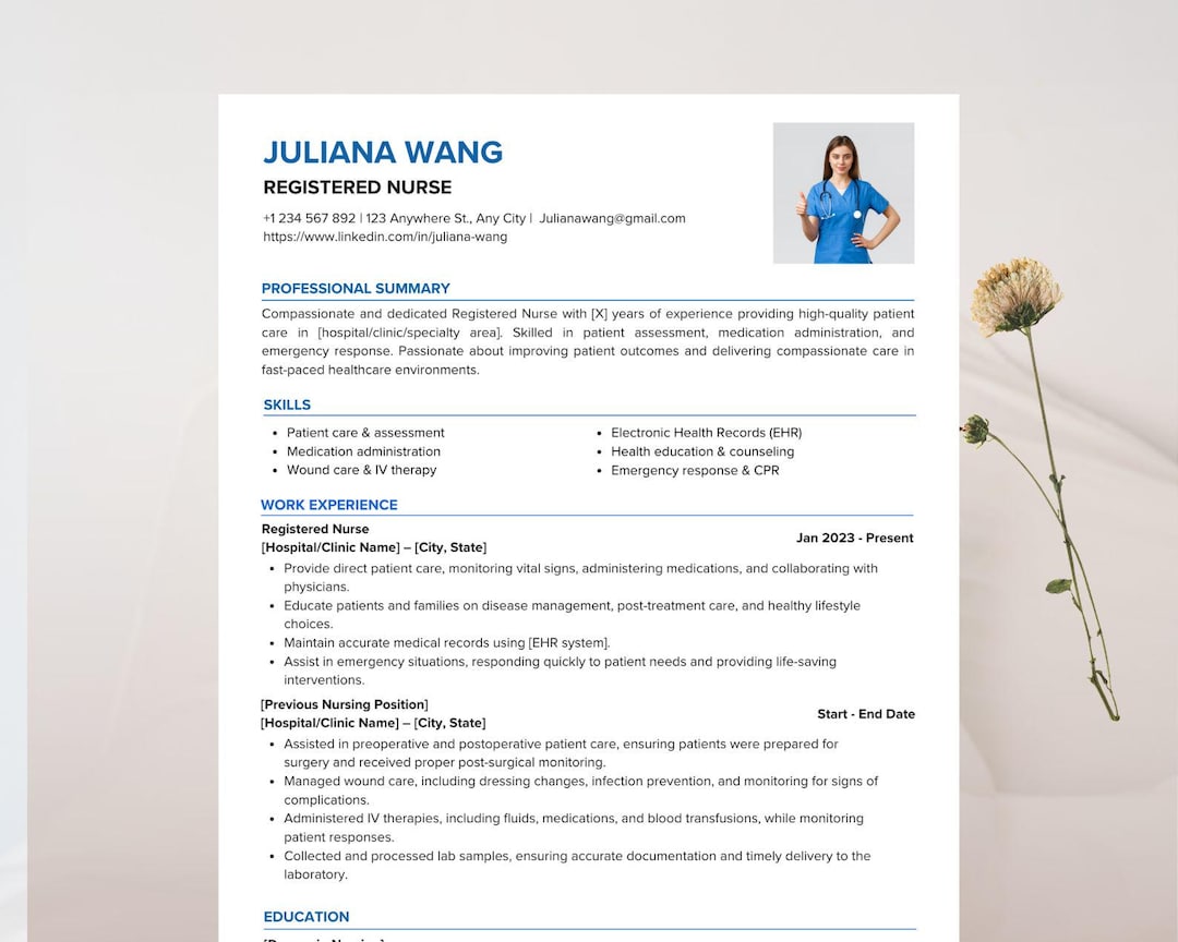 Nurse Resume Template Editable | New Grads | Modern & Ats-friendly RN ...
