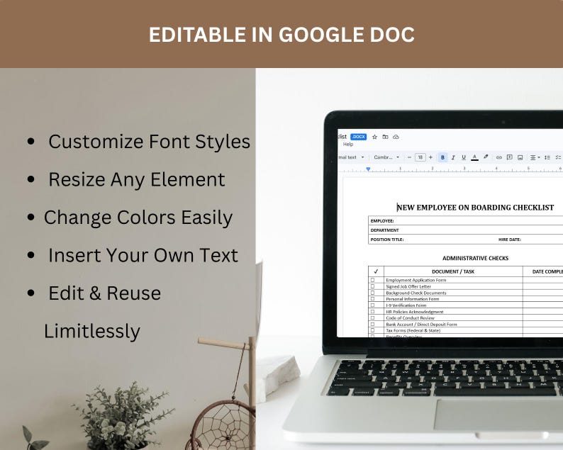 New Hire Employee Onboarding Checklist Template | Editable Google Docs ...