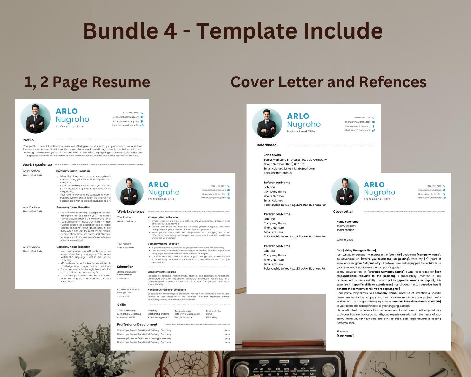 Ats-friendly Resume Template | Cover Letter + Reference Page | Easy to ...