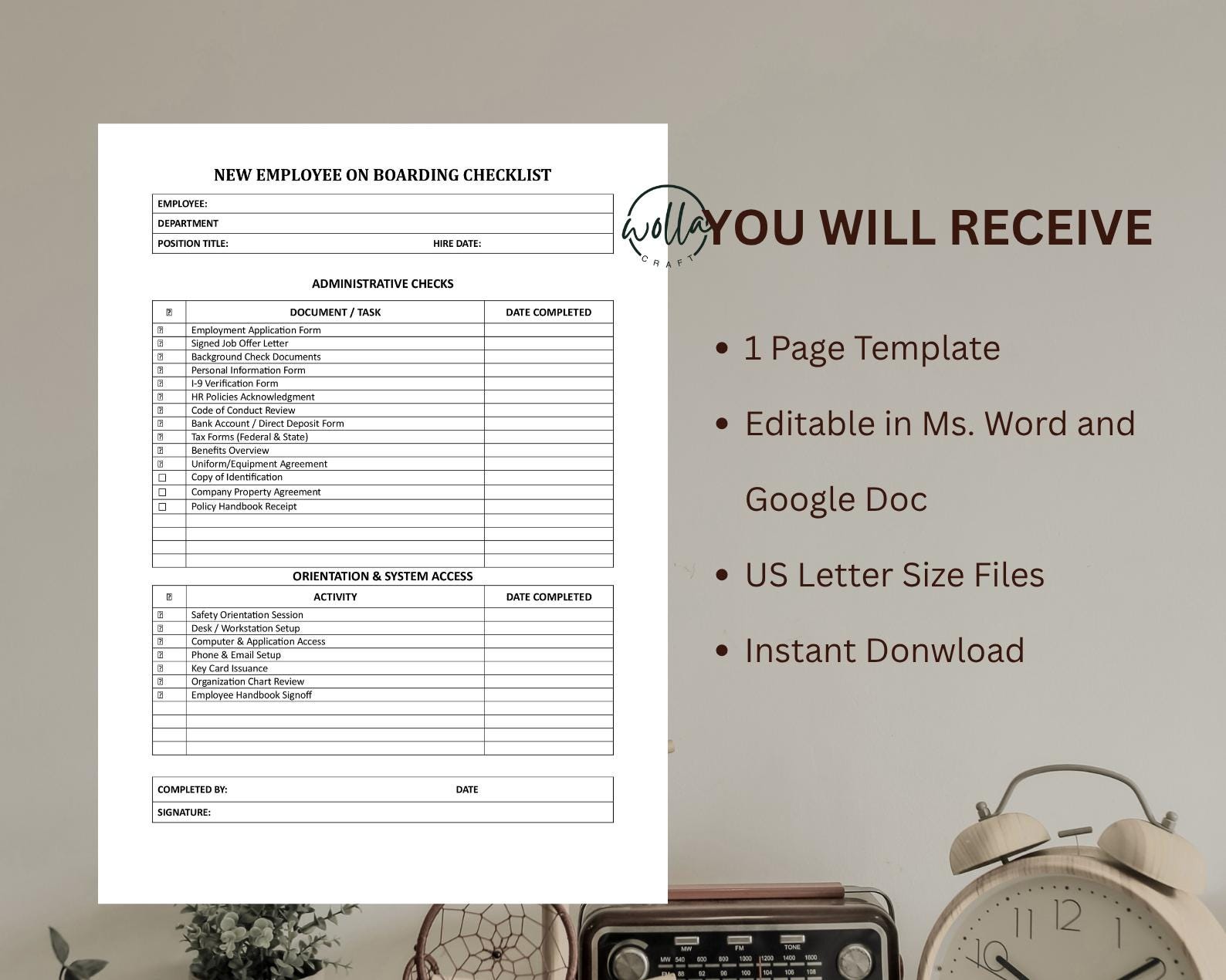 New Hire Employee Onboarding Checklist Template | Editable Google Docs ...