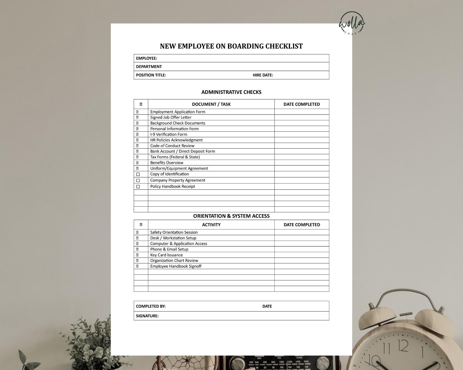 New Hire Employee Onboarding Checklist Template | Editable Google Docs ...