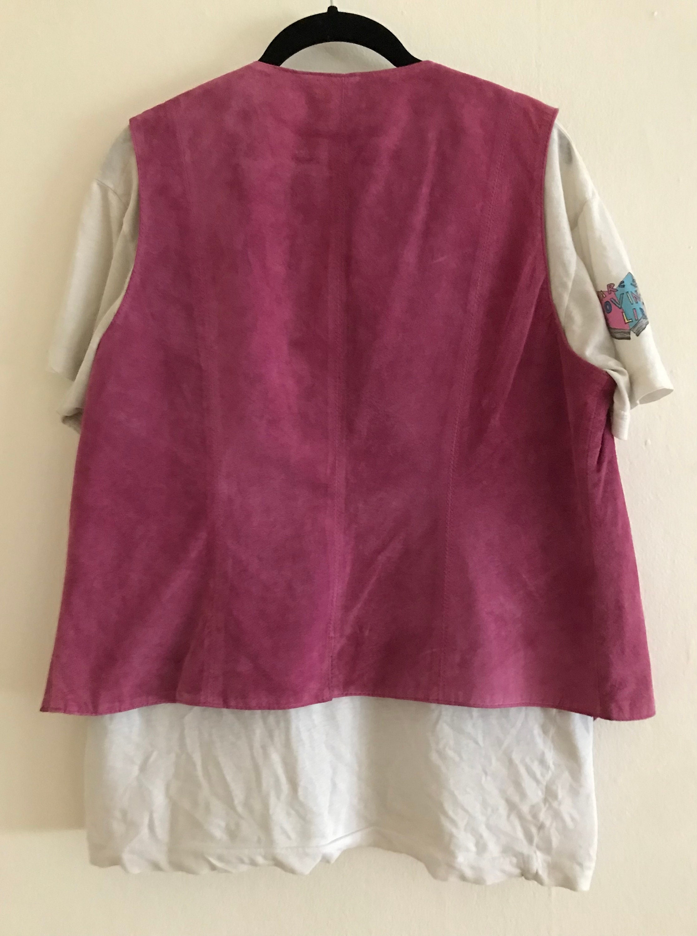 Super Funky Hot Pink Vintage Suede Leather Zip up Vest by Co & Eddy - Etsy